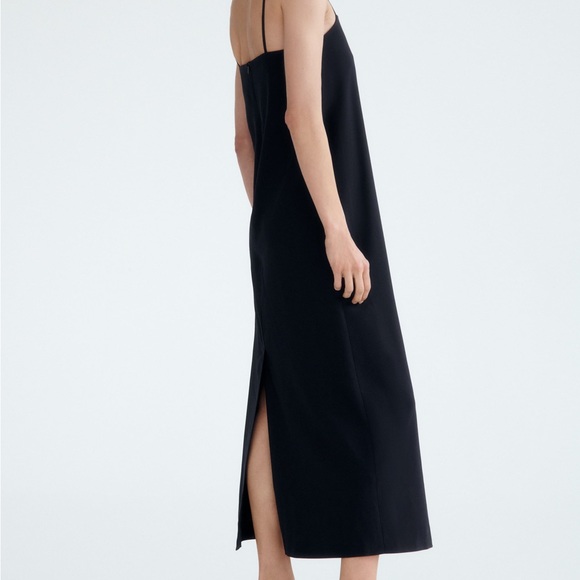 Zara | Dresses | Zara Black Midi Dress With Slit Nwt | Poshmark
